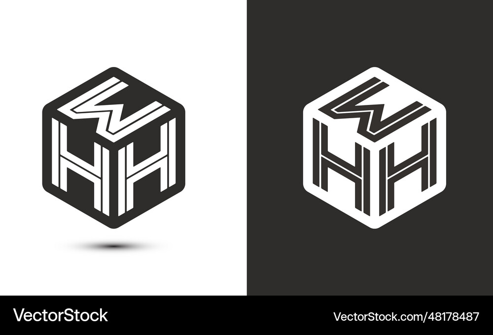 Whh letter logo design with cube logo logo modern Vector Image