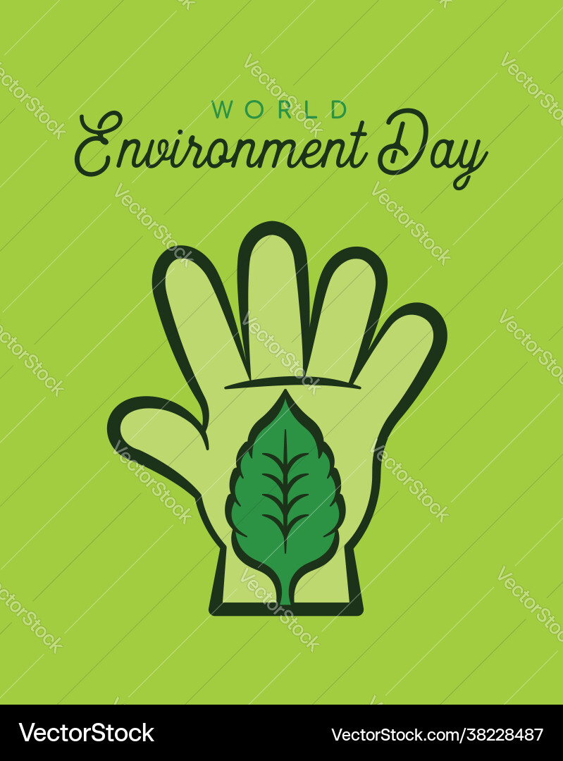 World environment day green people hand leaf card Vector Image