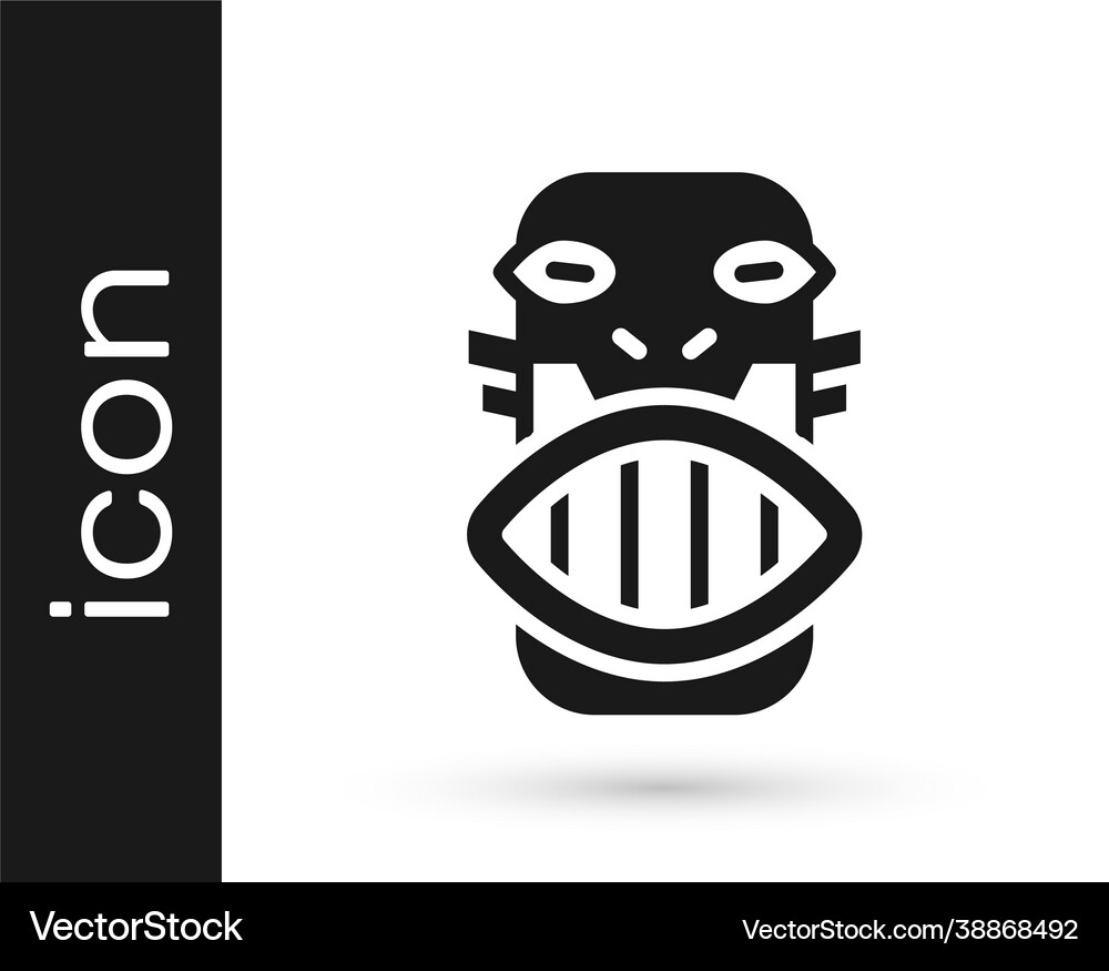 Black mexican mayan or aztec mask icon isolated Vector Image