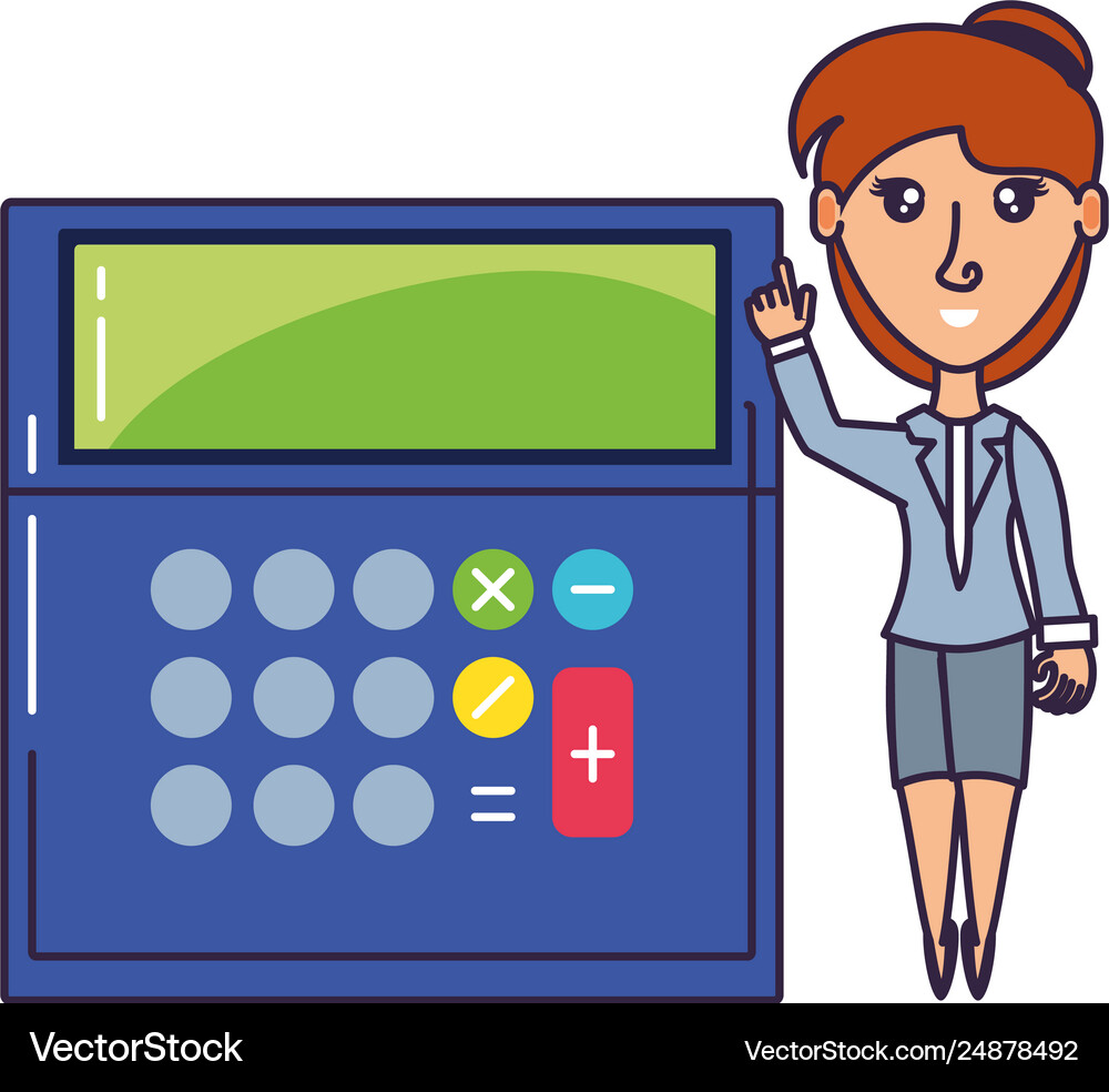 Business woman with calculator math Royalty Free Vector