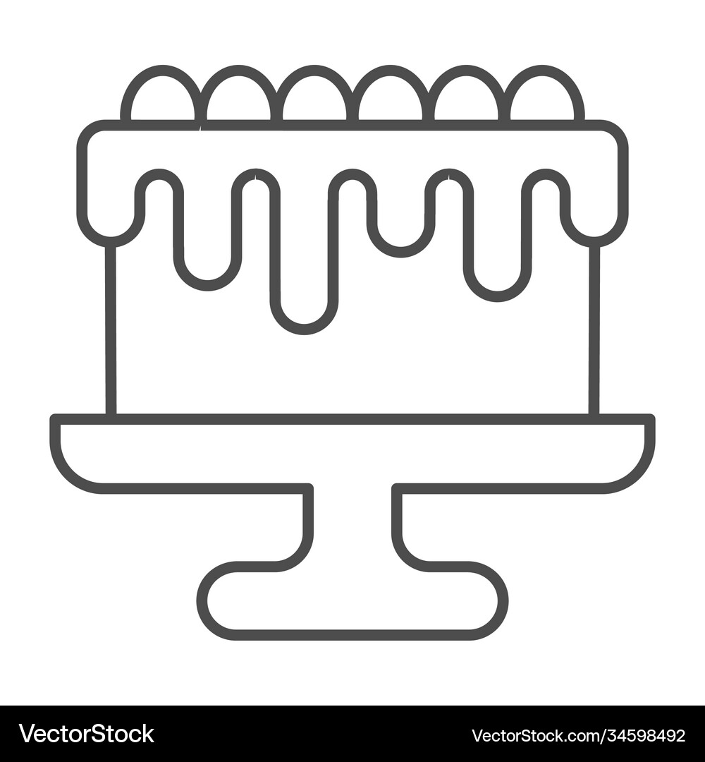 Cake with glaze on stand thin line icon pastry Vector Image