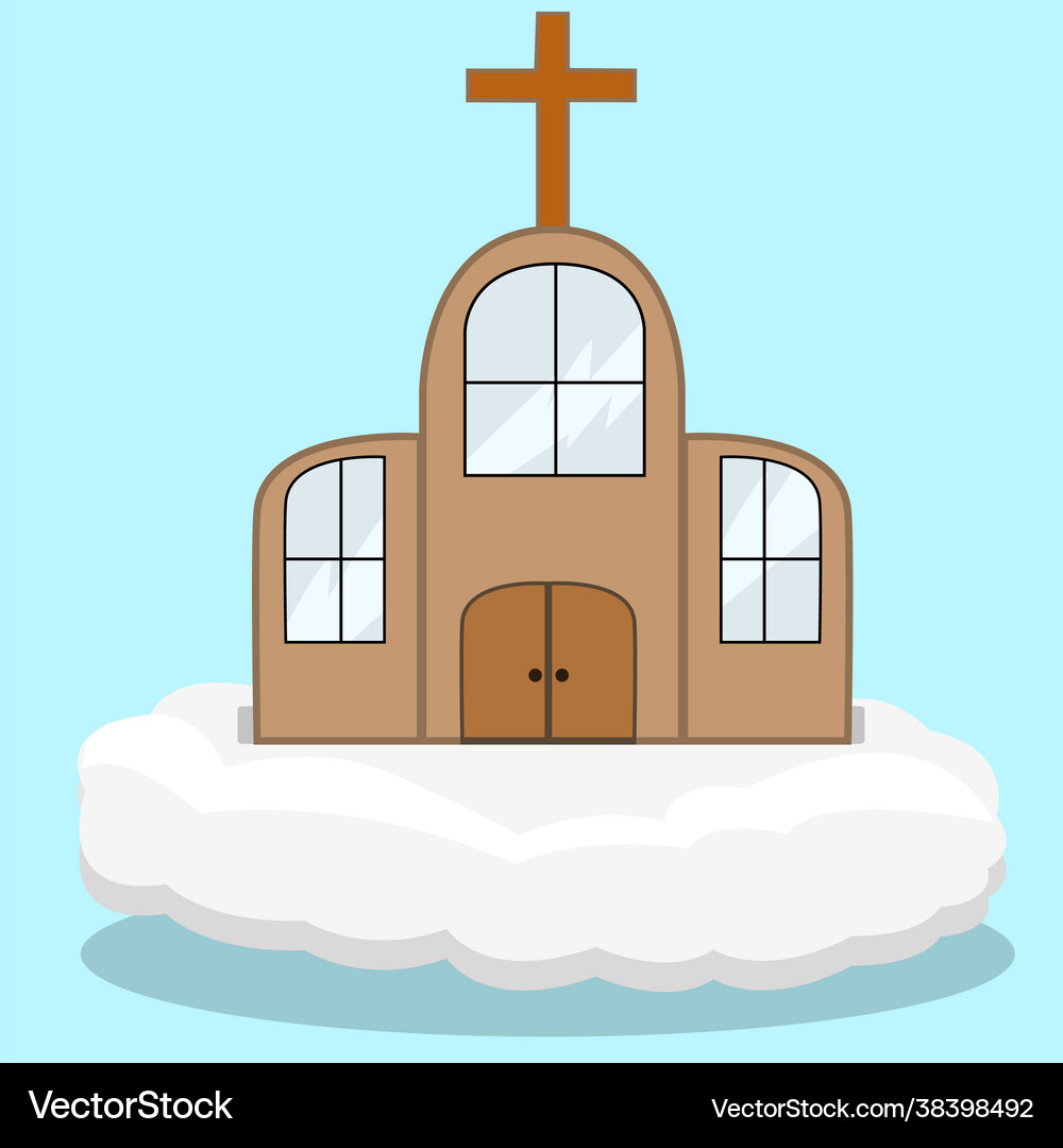 Church on cloud and blue color Royalty Free Vector Image