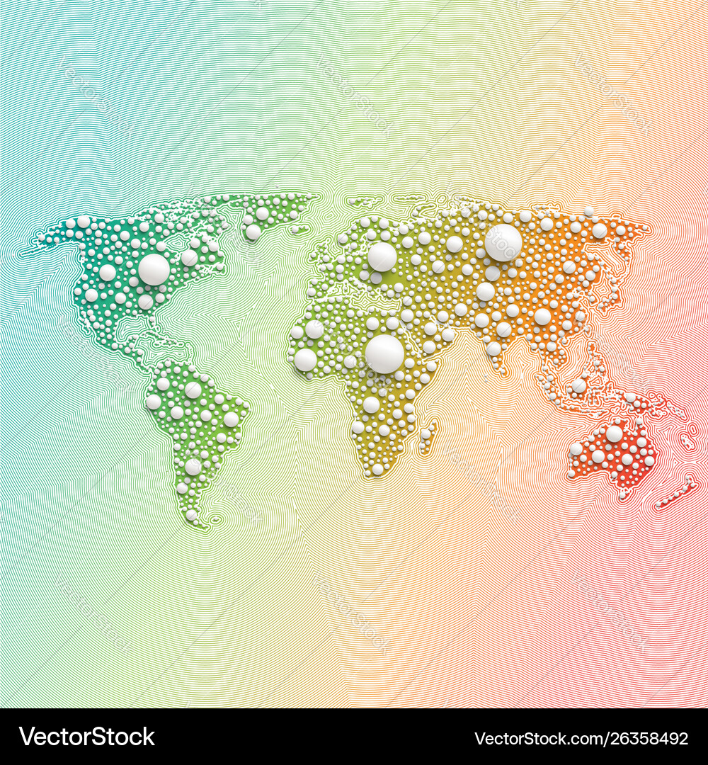 Colorful world map made balls and lines Royalty Free Vector