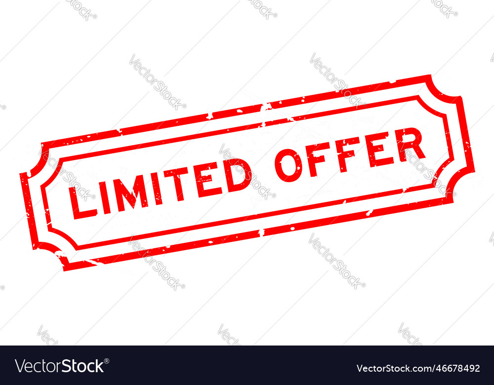 Grunge red limited offer word rubber seal stamp Vector Image