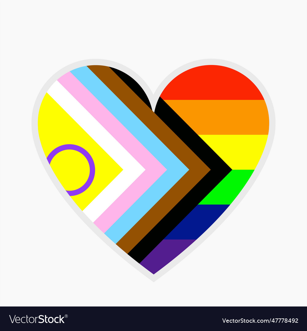 New lgbtq flag in heart figure Royalty Free Vector Image