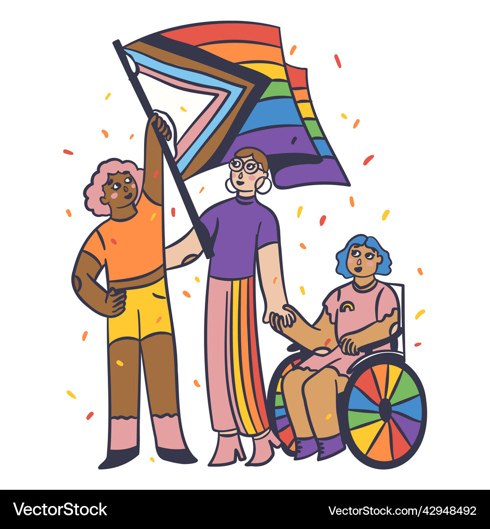 People pride parade color stroke high quality Vector Image
