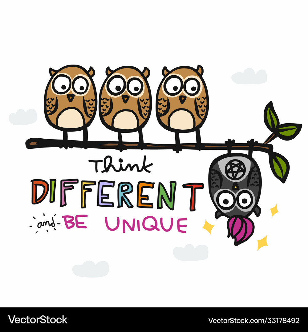 Punk owl think different and be unique cartoon Vector Image
