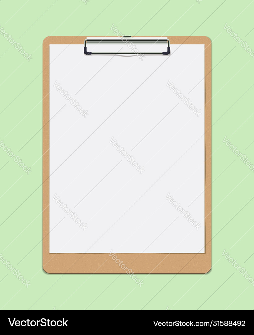 Realistic clipboard with blank white paper leaf Vector Image