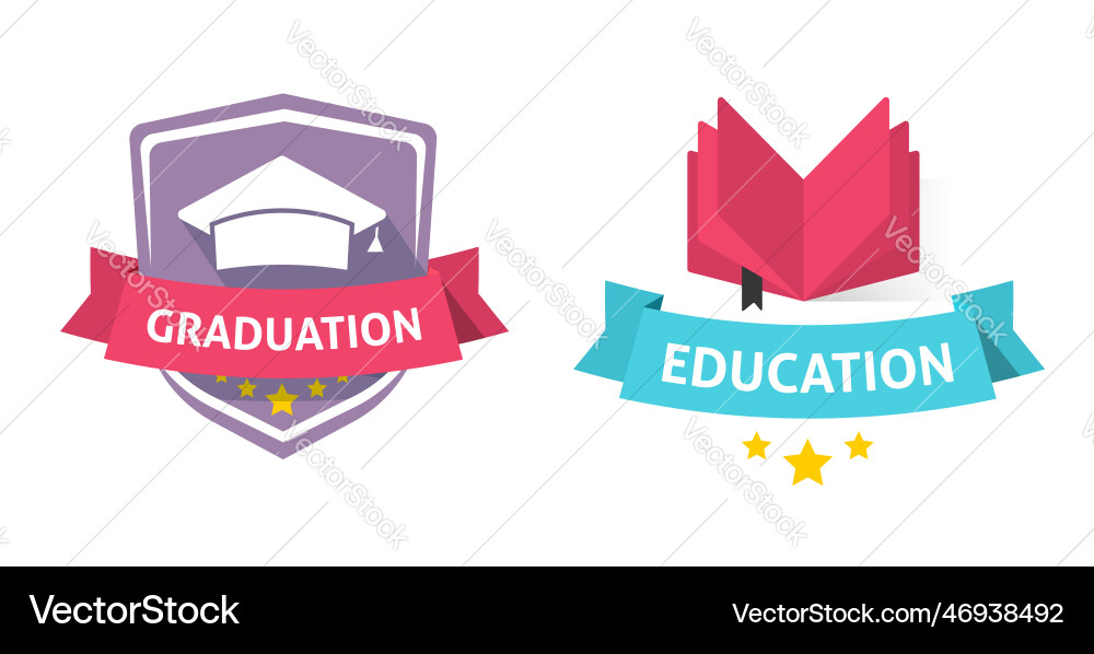 School logo emblem graduation education icon Vector Image