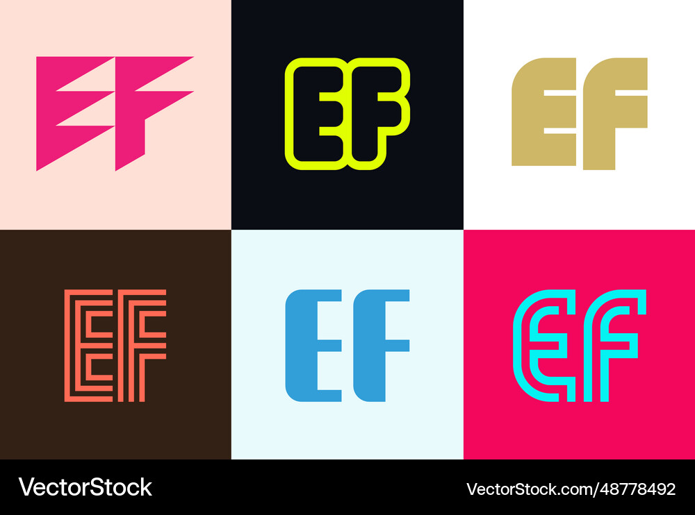 Set of letter ef logos Royalty Free Vector Image