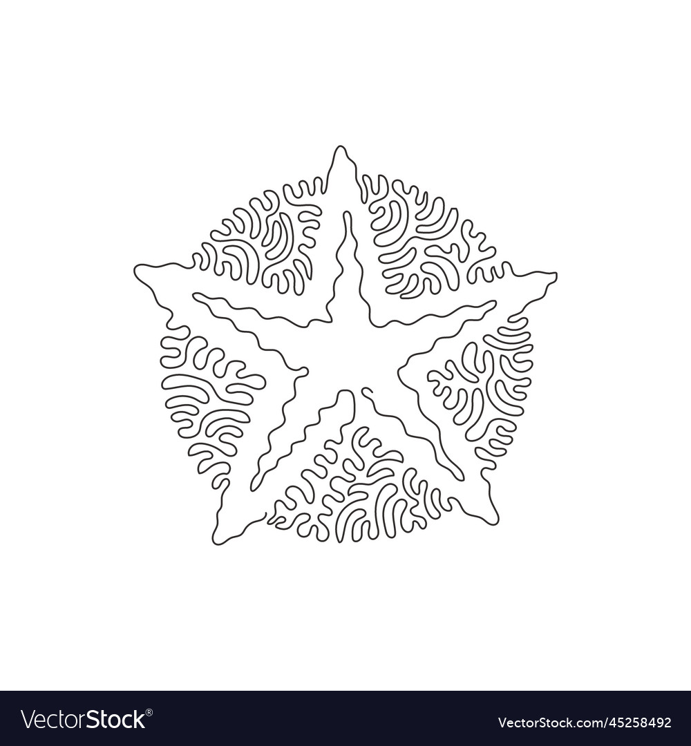 Single one curly line drawing of cute starfish Vector Image