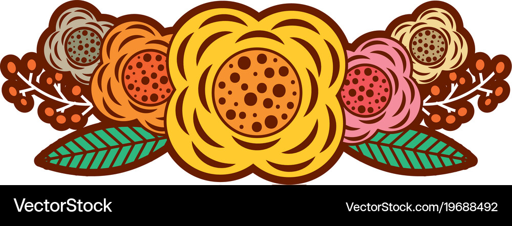 Three flower natural decoration ornament image Vector Image