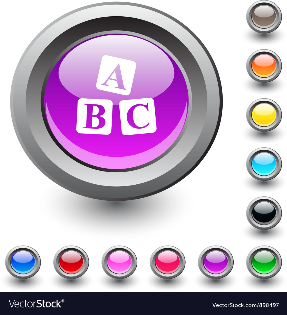 Abc cubes round button Royalty Free Vector Image