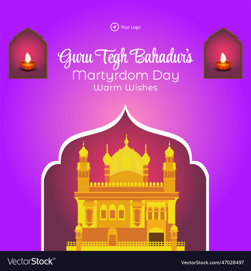 Banner design of guru tegh bahadur ji template Vector Image