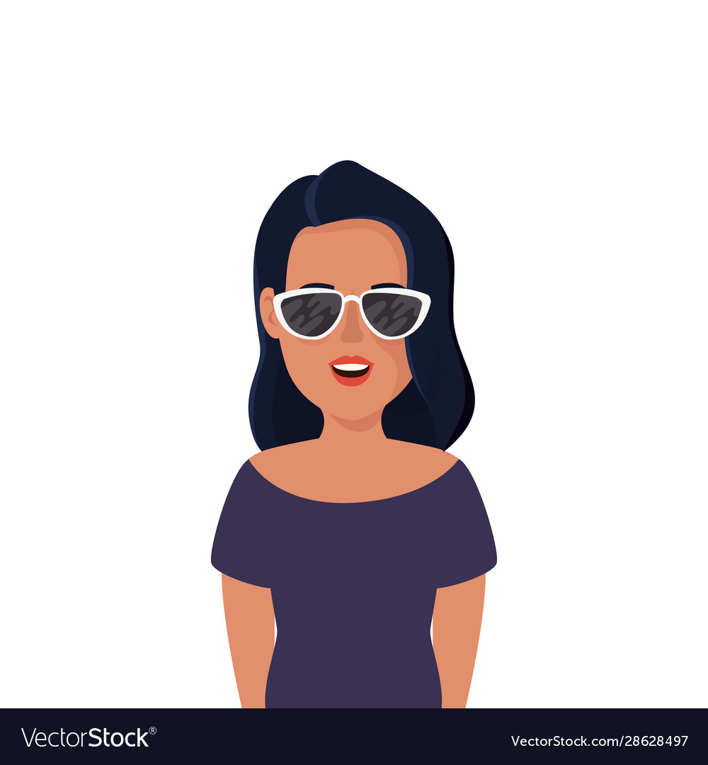 Beautiful woman with sunglasses avatar character Vector Image