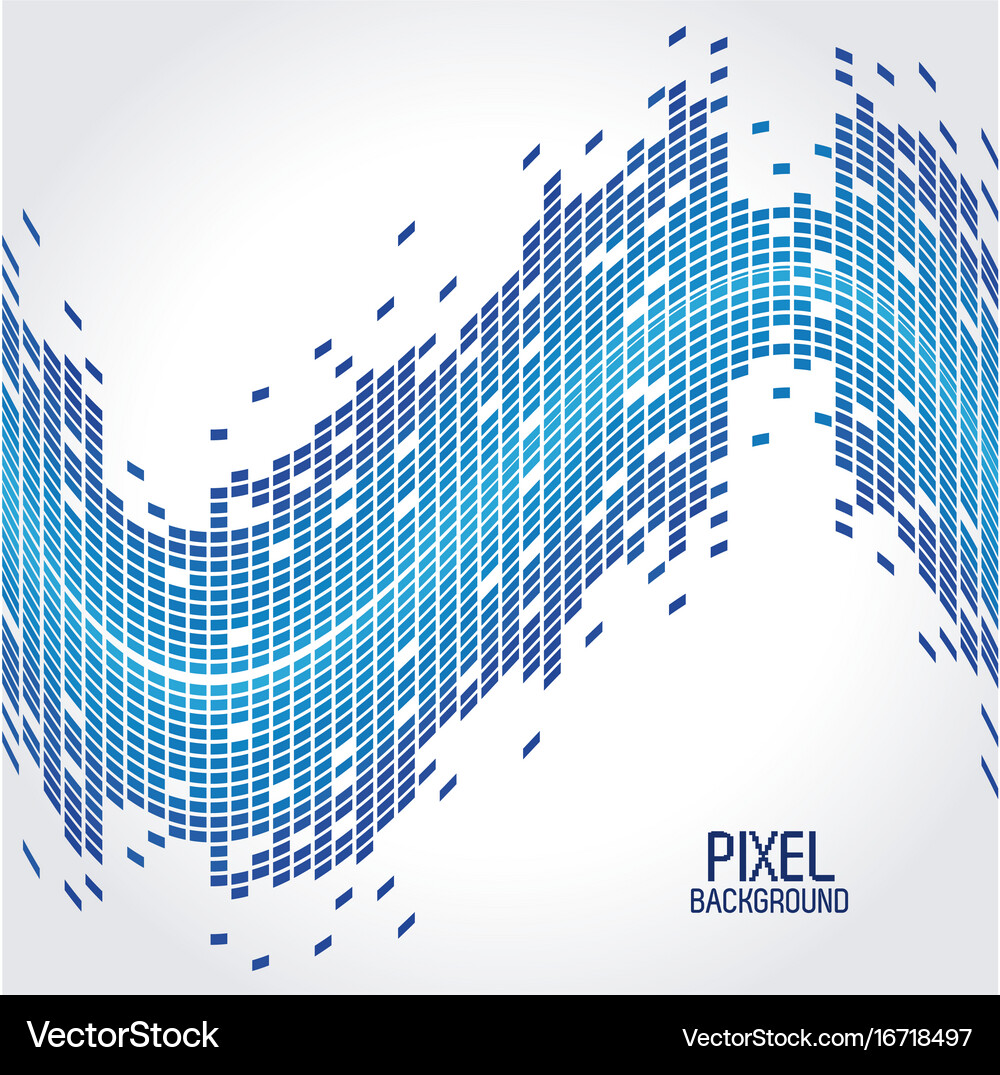 Blue pixel background with design of wave Vector Image