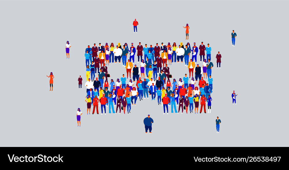 Businesspeople crowd gathering in shape vr Vector Image