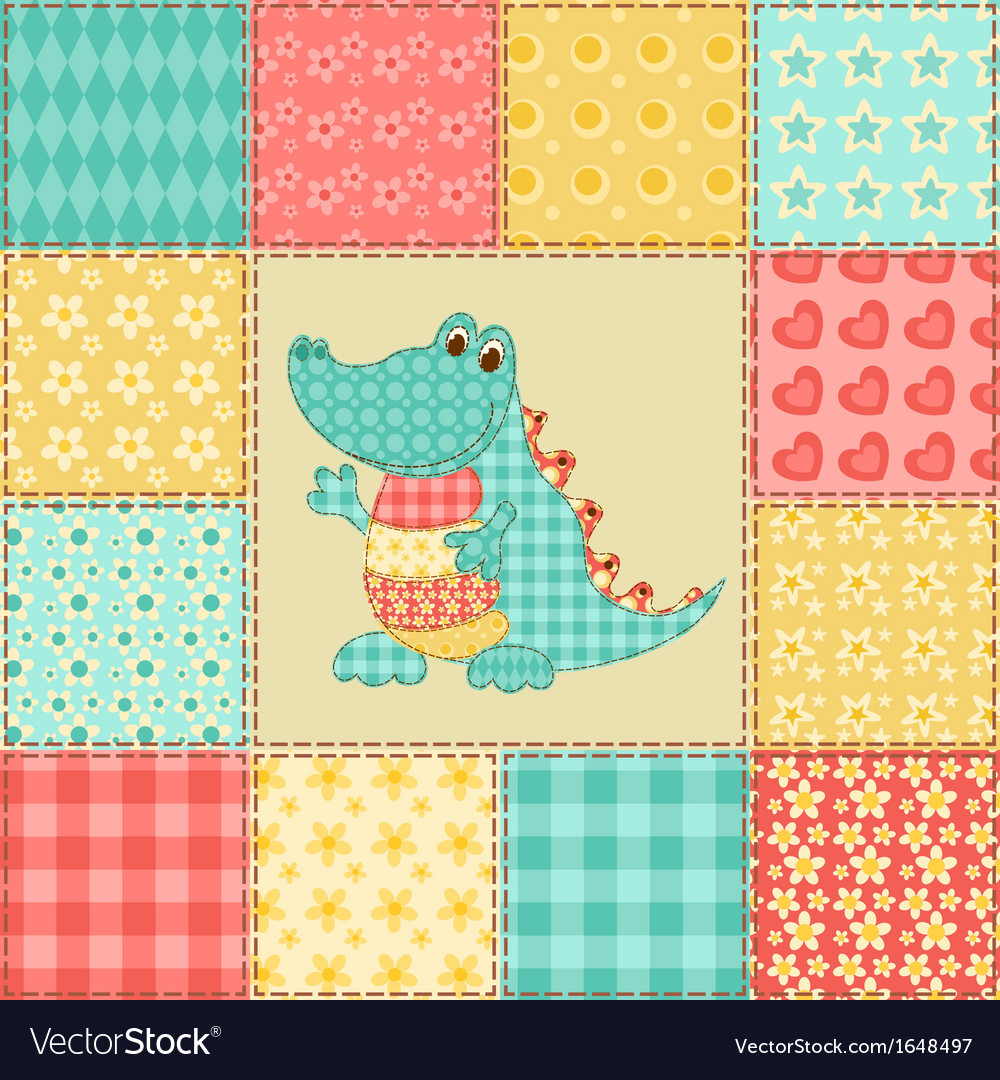 Crocodile patchwork pattern Royalty Free Vector Image