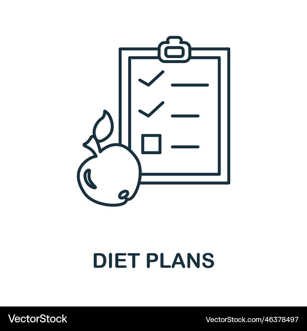 Diet plans line icon monochrome simple plans Vector Image