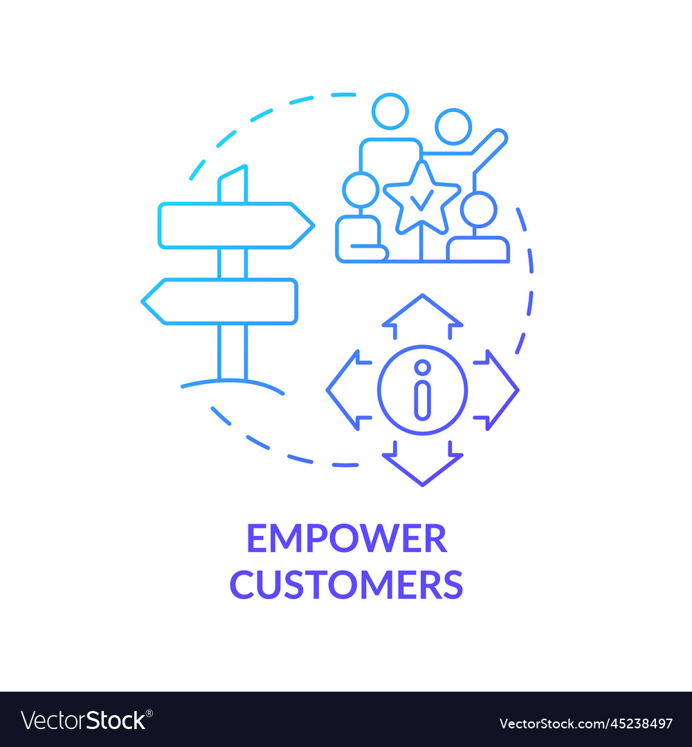 Empower customers blue gradient concept icon Vector Image