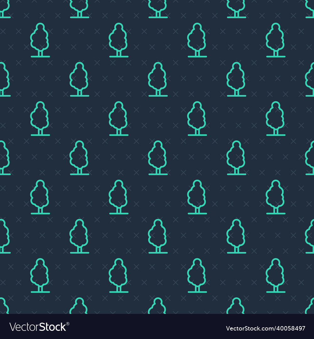 Green line tree icon isolated seamless pattern Vector Image