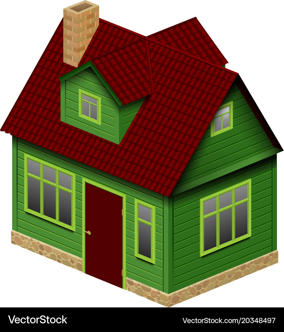Green realistic house in perspective geometry Vector Image