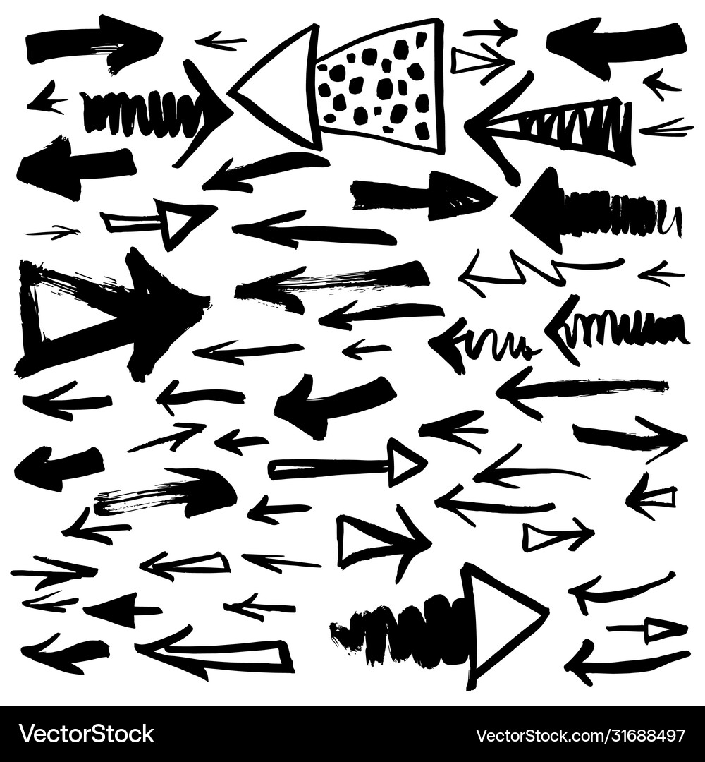 Hand-drawn arrows set on white background sketch Vector Image