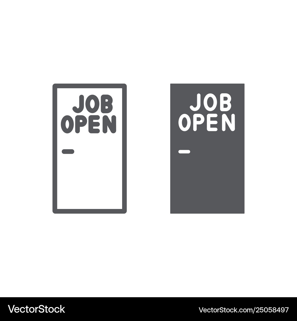 Job opening line and glyph icon work Royalty Free Vector
