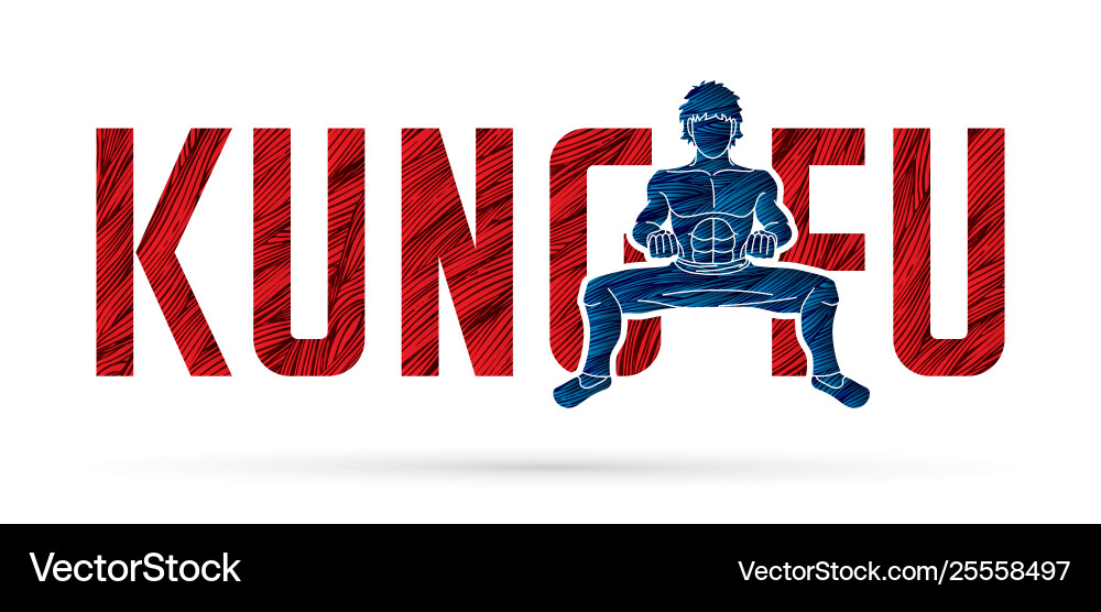 Kung fu action designed with text font kung fu Vector Image