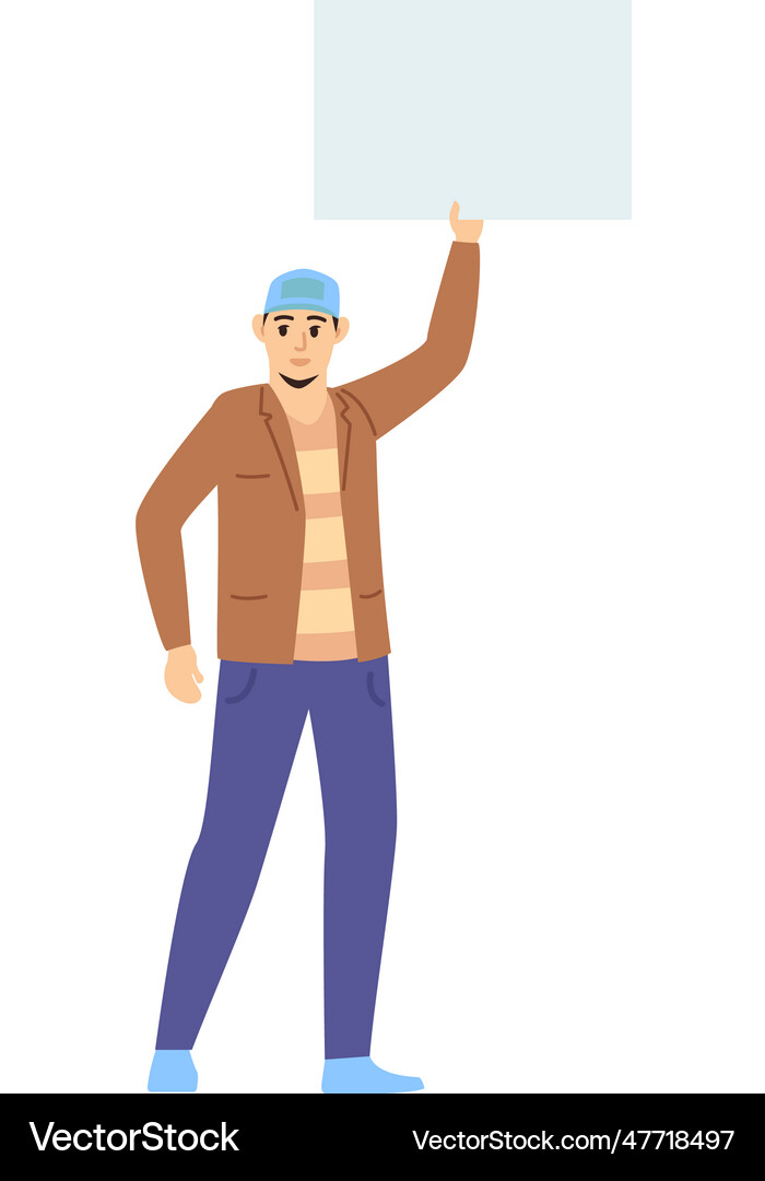 Man raising placard demonstration participant Vector Image
