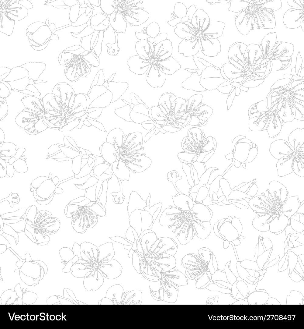 Seamless pattern with flowers of sakura Royalty Free Vector