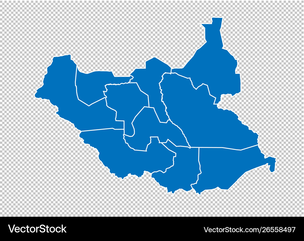 South sudan map - high detailed blue Royalty Free Vector