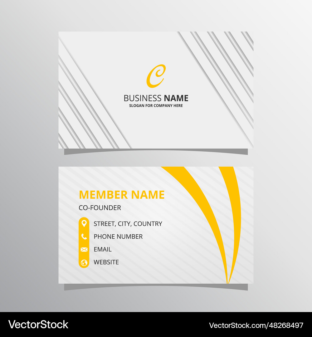 White and yellow business card template Royalty Free Vector