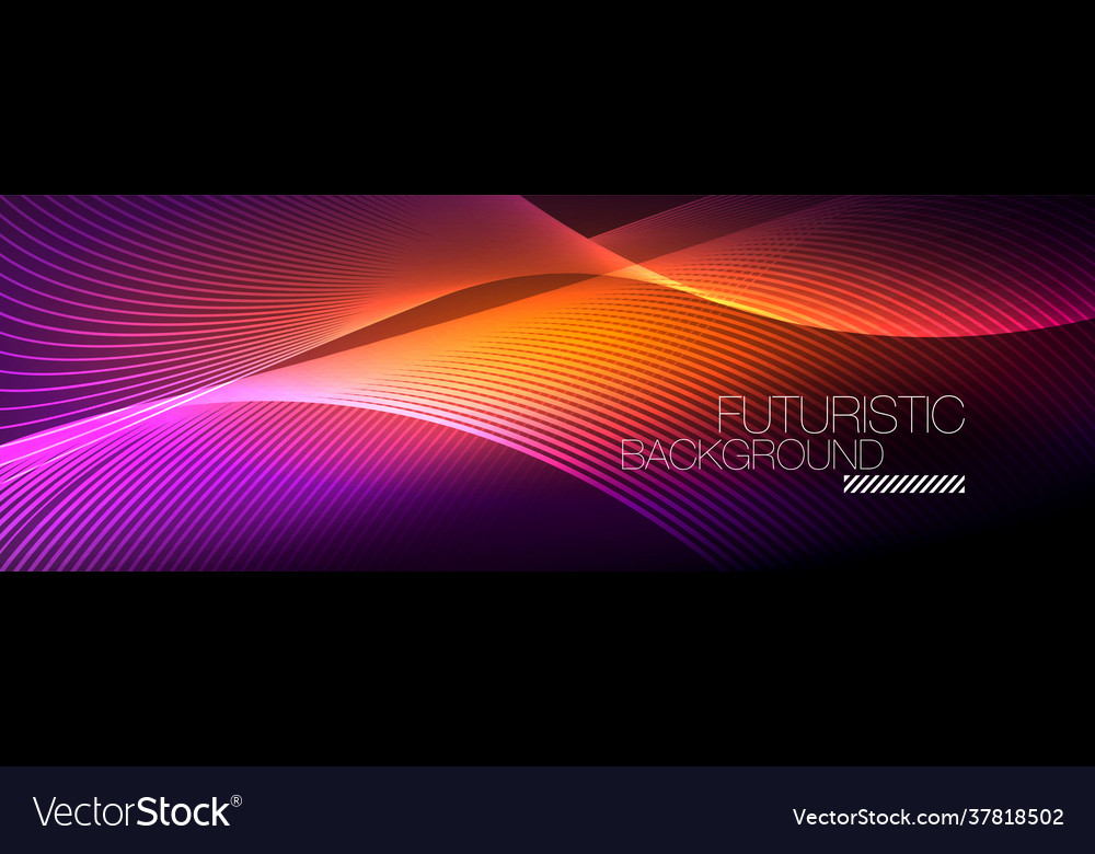 Abstract neon glowing light in dark with waves Vector Image