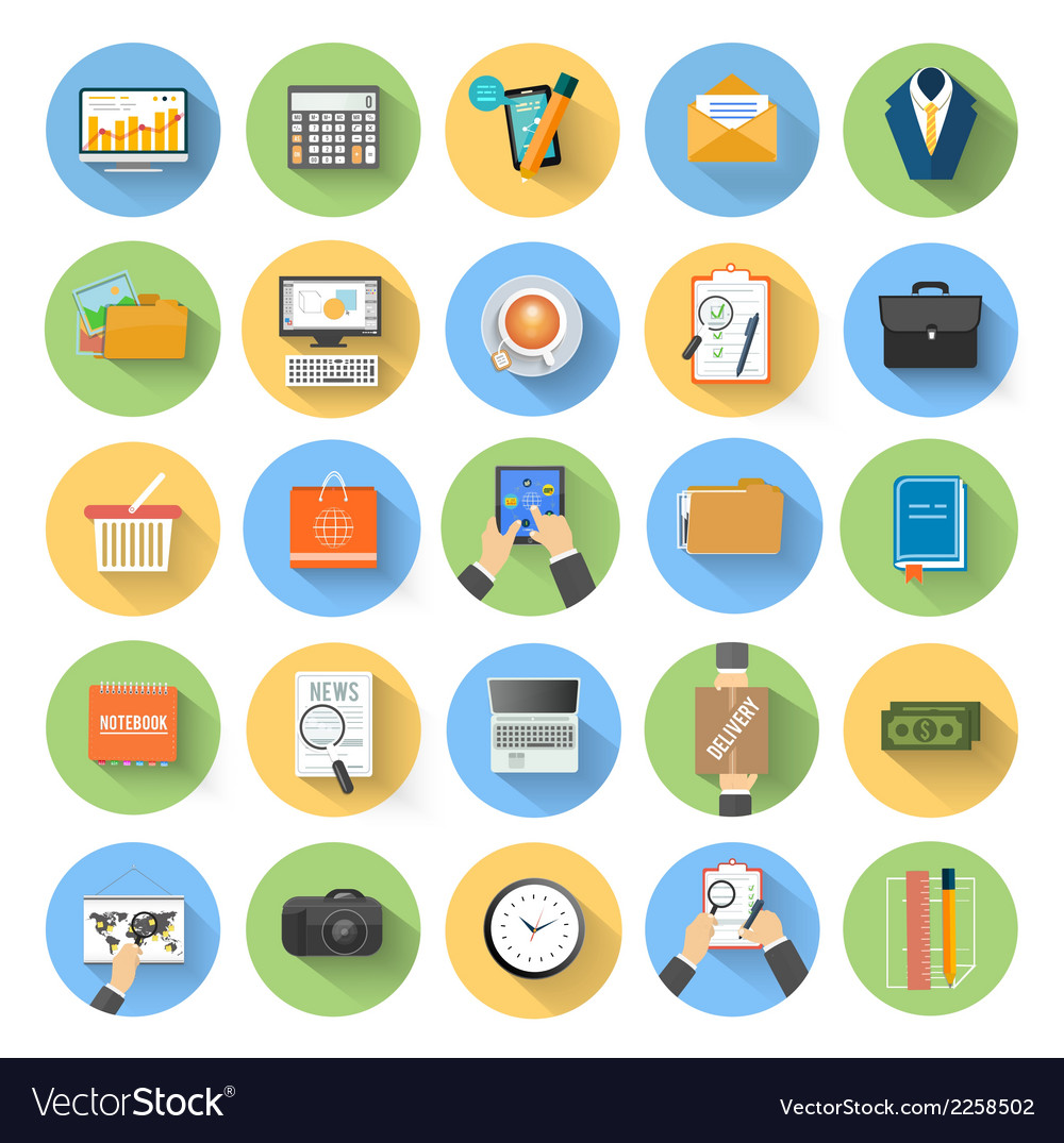 Business office and marketing items icons Vector Image