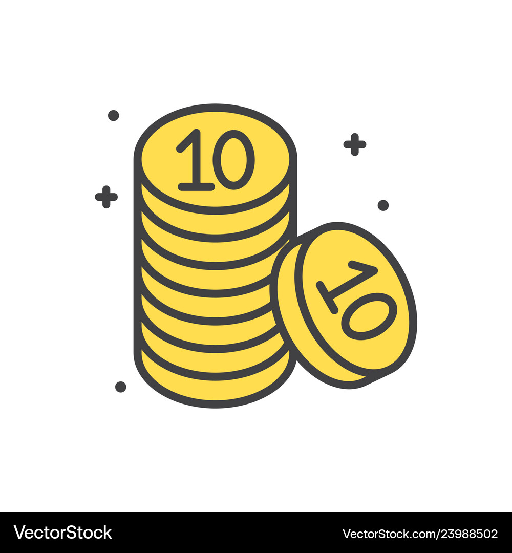 Coins line icon on white background for graphic Vector Image