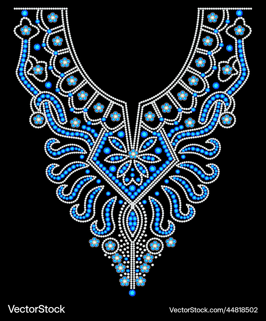 Collar neck decoration with rhinestones Royalty Free Vector