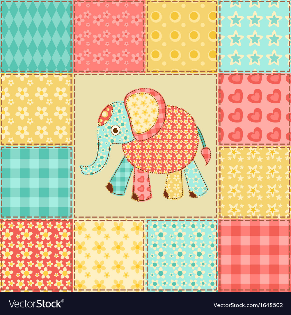 Elephant patchwork pattern Royalty Free Vector Image