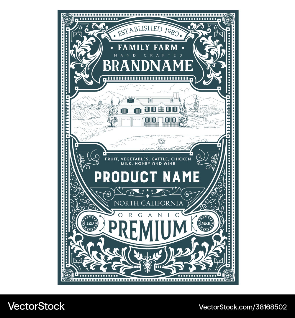 Farm label produce design poster template Vector Image