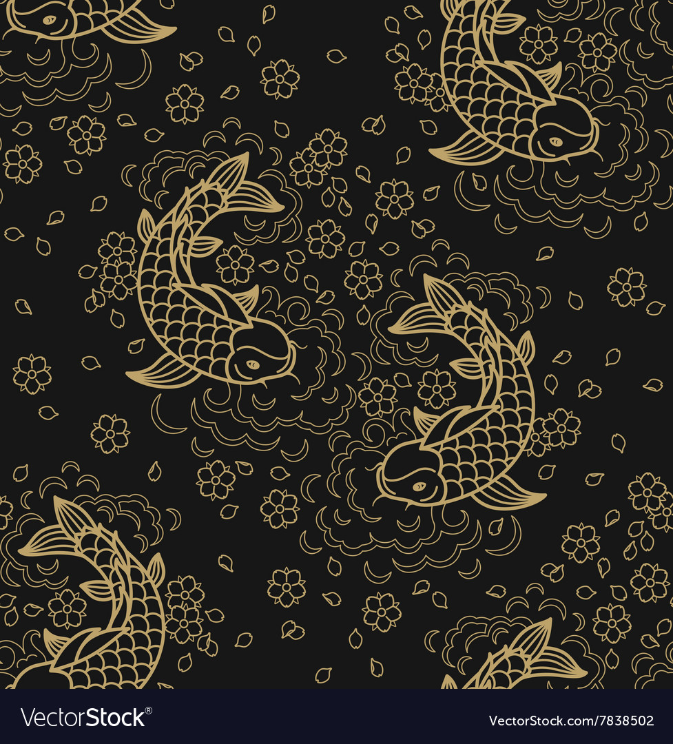 Fish seamless line pattern Royalty Free Vector Image