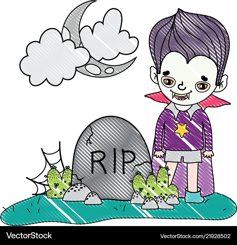 Grated happy vampire boy costume with rip stone Vector Image