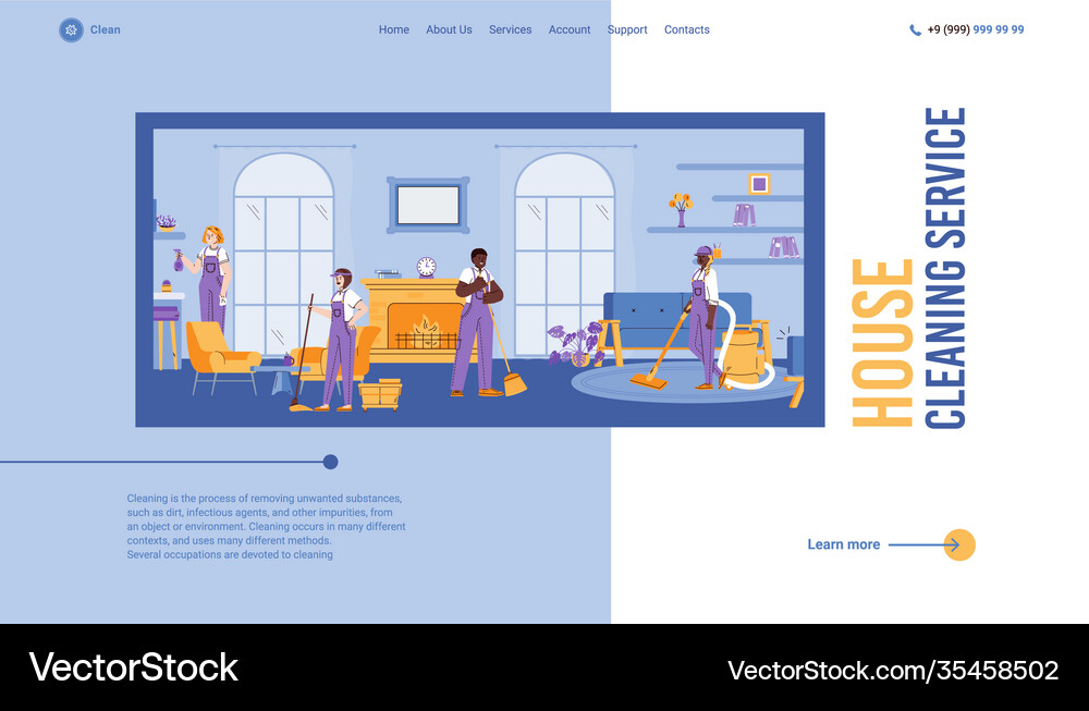 House cleaning service web banner with cleaners Vector Image