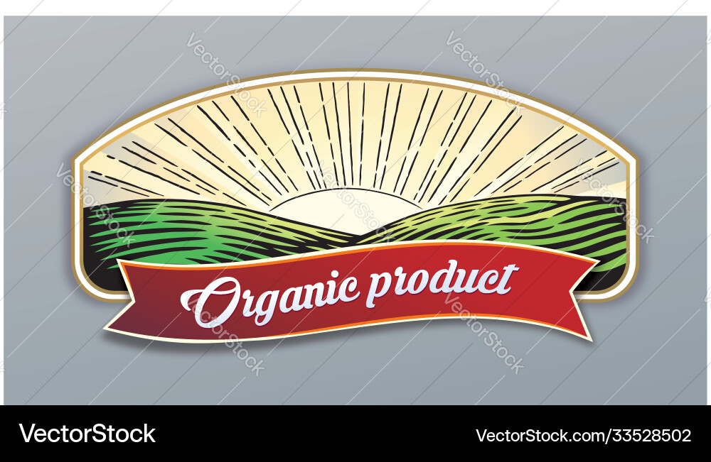 Label white scenery sunrise over hills in Vector Image