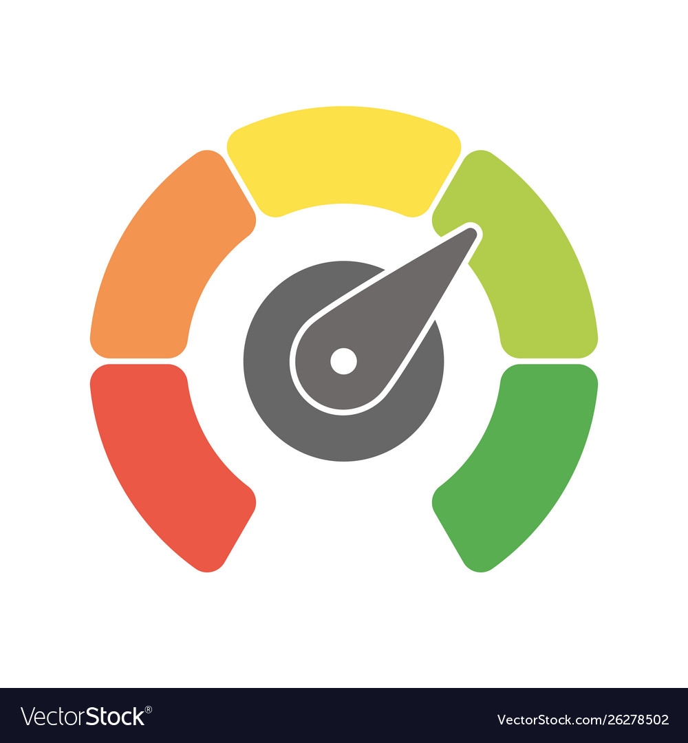 Radial gauge scale from red to green with arrow Vector Image