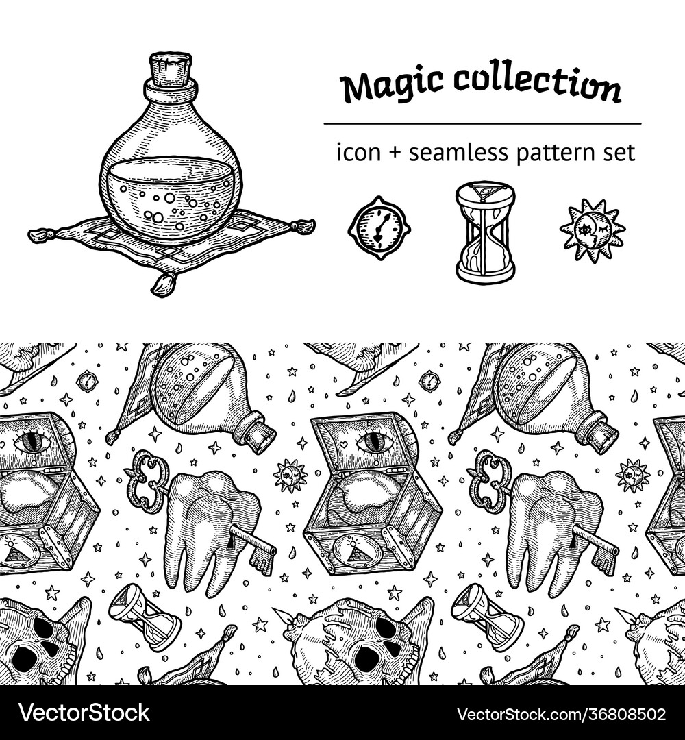 Scrapbooking art set seamless pattern and Vector Image