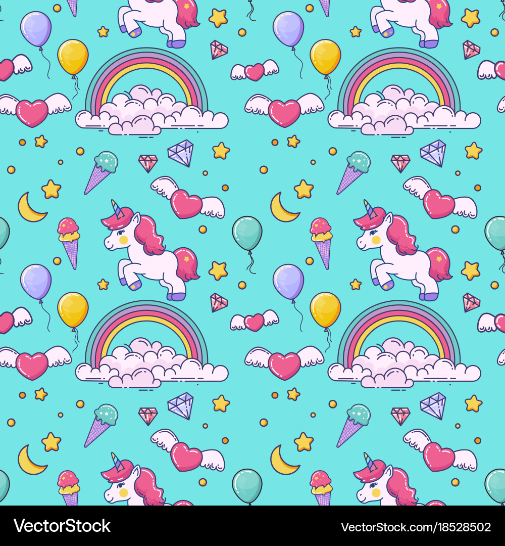 Seamless pattern with unicorns Royalty Free Vector Image