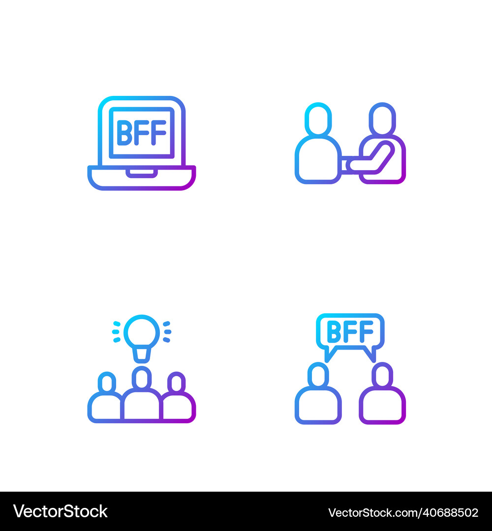 Set line bff or best friends forever project team Vector Image