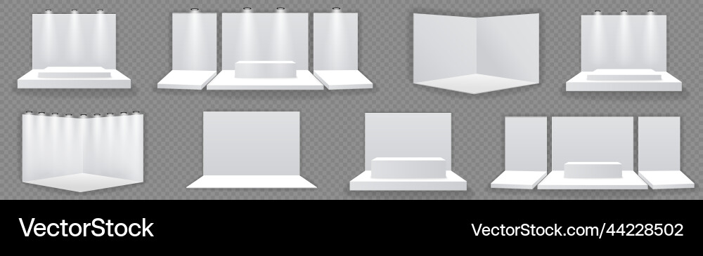 White exhibition stand with desk presentation room