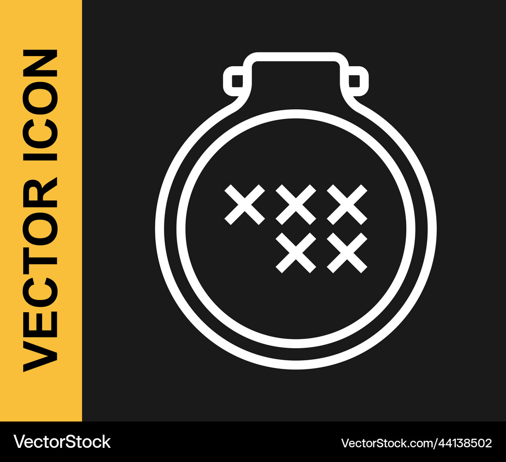 White line round adjustable embroidery hoop icon Vector Image