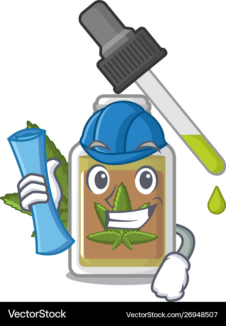 Architect hemp oil in cartoon shape Royalty Free Vector